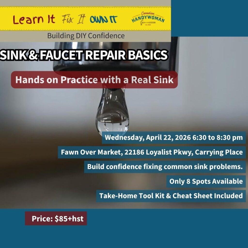DIY Like a Girl: Sink & Faucet Basics Workshop - Bay of Quinte Region